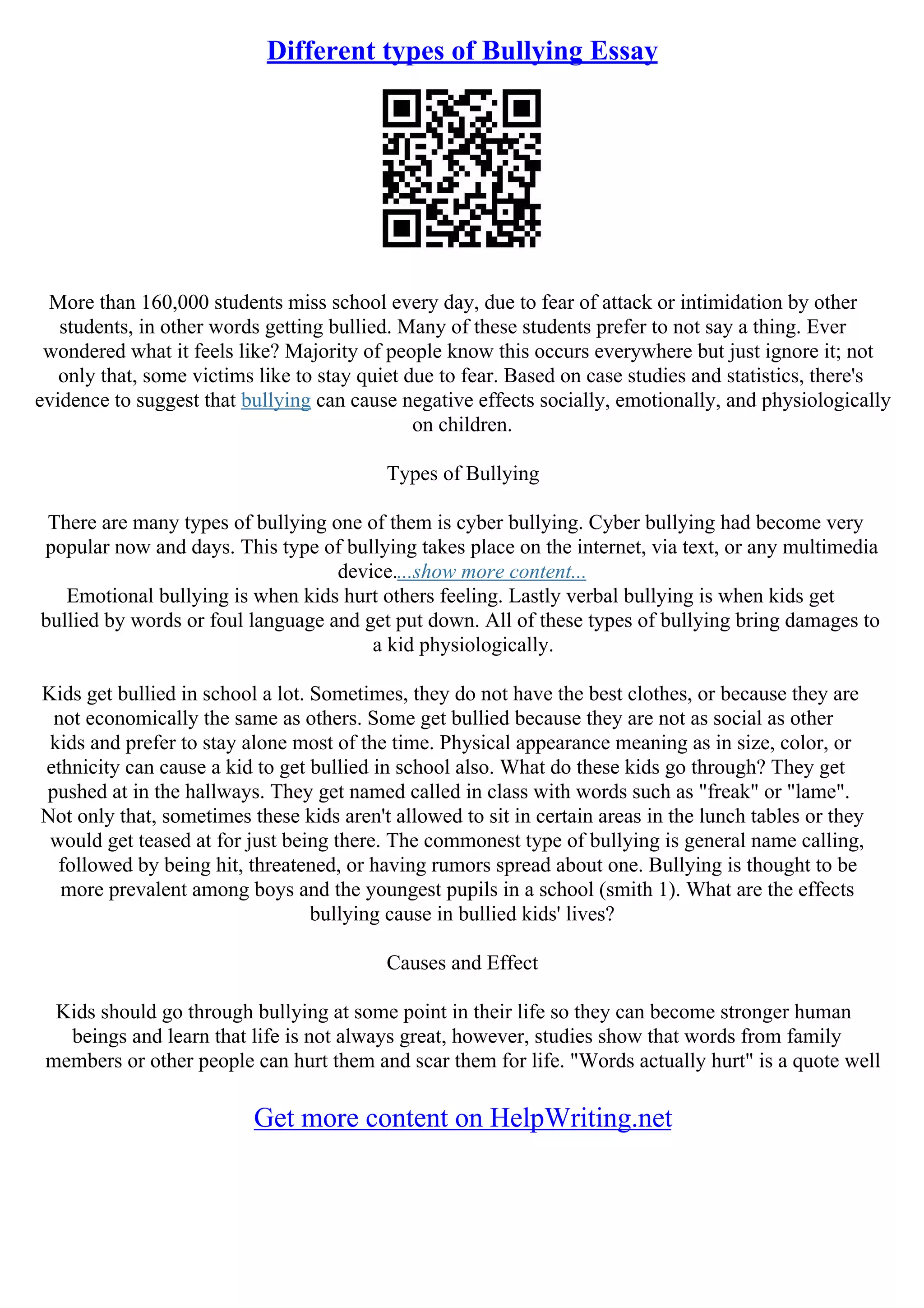 Bullying Essays | PDF