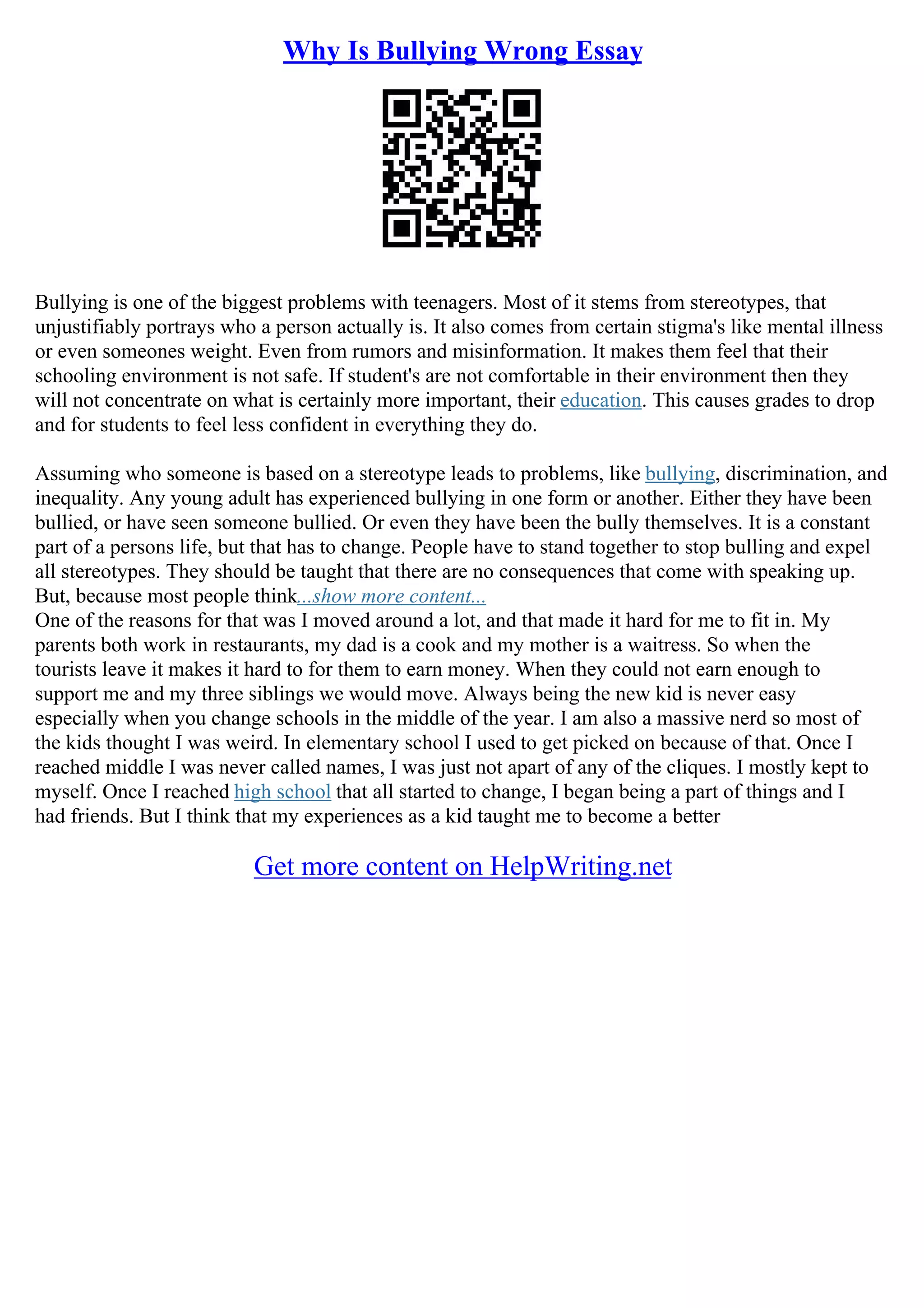 Bullying Essay Topics | PDF