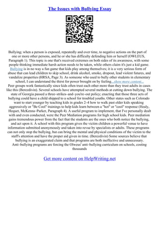 Bullying Essay Topics | PDF