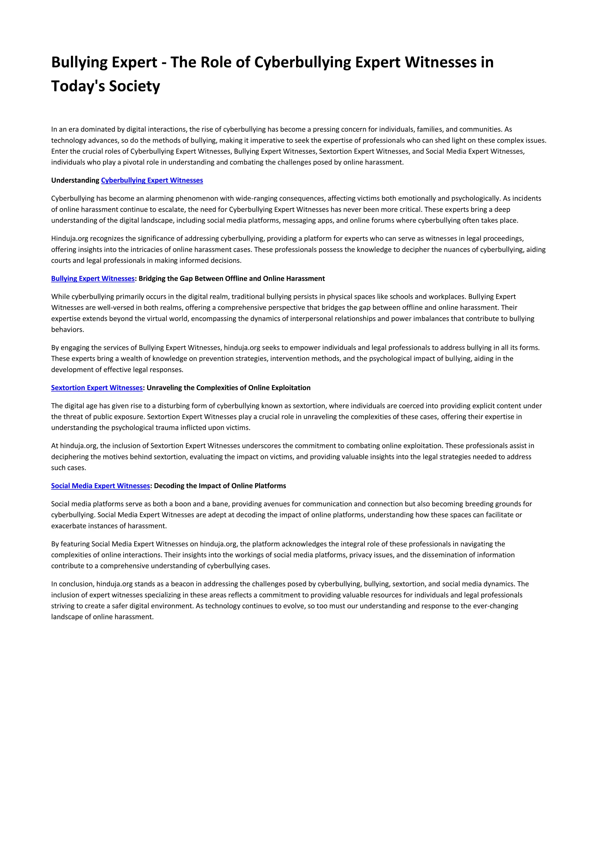 Bullying Expert - The Role of Cyberbullying Expert Witnesses in Today's ...