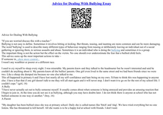 Bullying In School Essay | PDF
