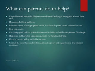 Bullying_Parent_Presentation, How to prevent bullying | PPT