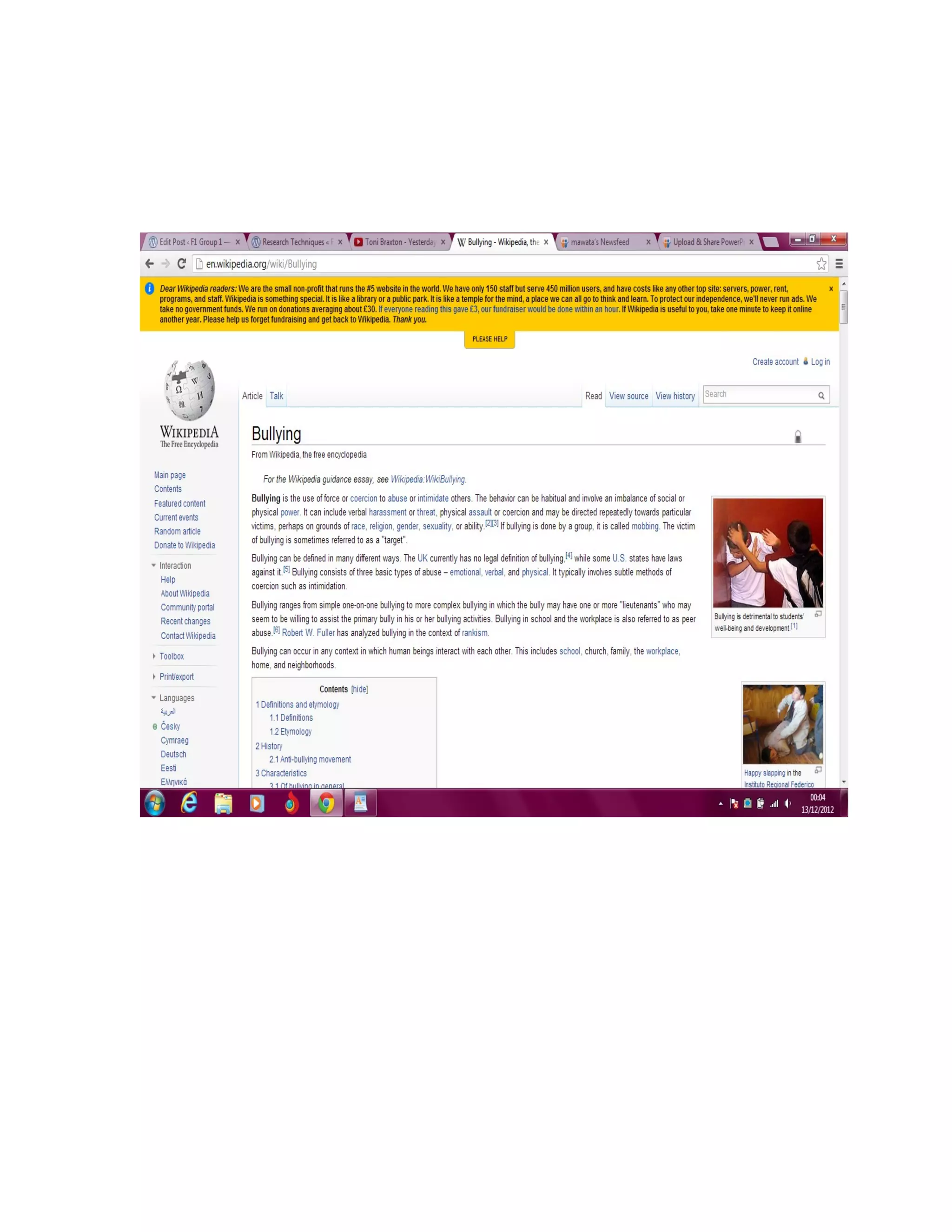 Wikipedia bullying Research | PDF