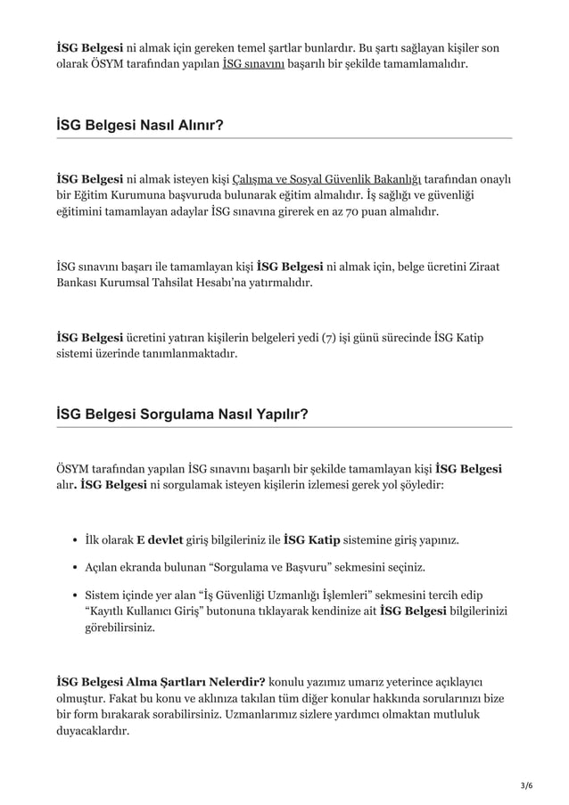 İSG Belgesi Alma Şartları Nelerdir? | BULUT AKADEMi™ | PDF