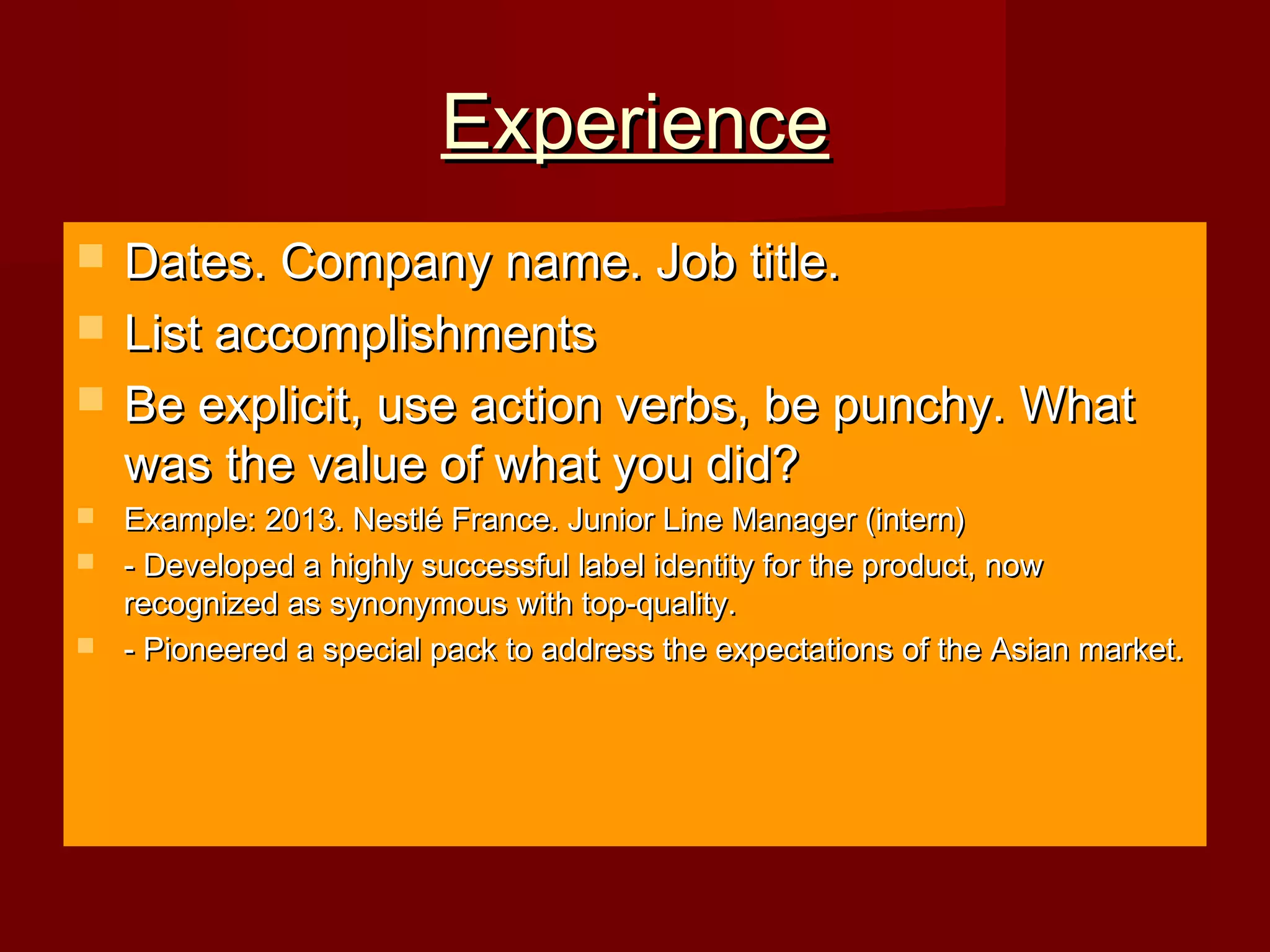 Bump up your cv | PPT