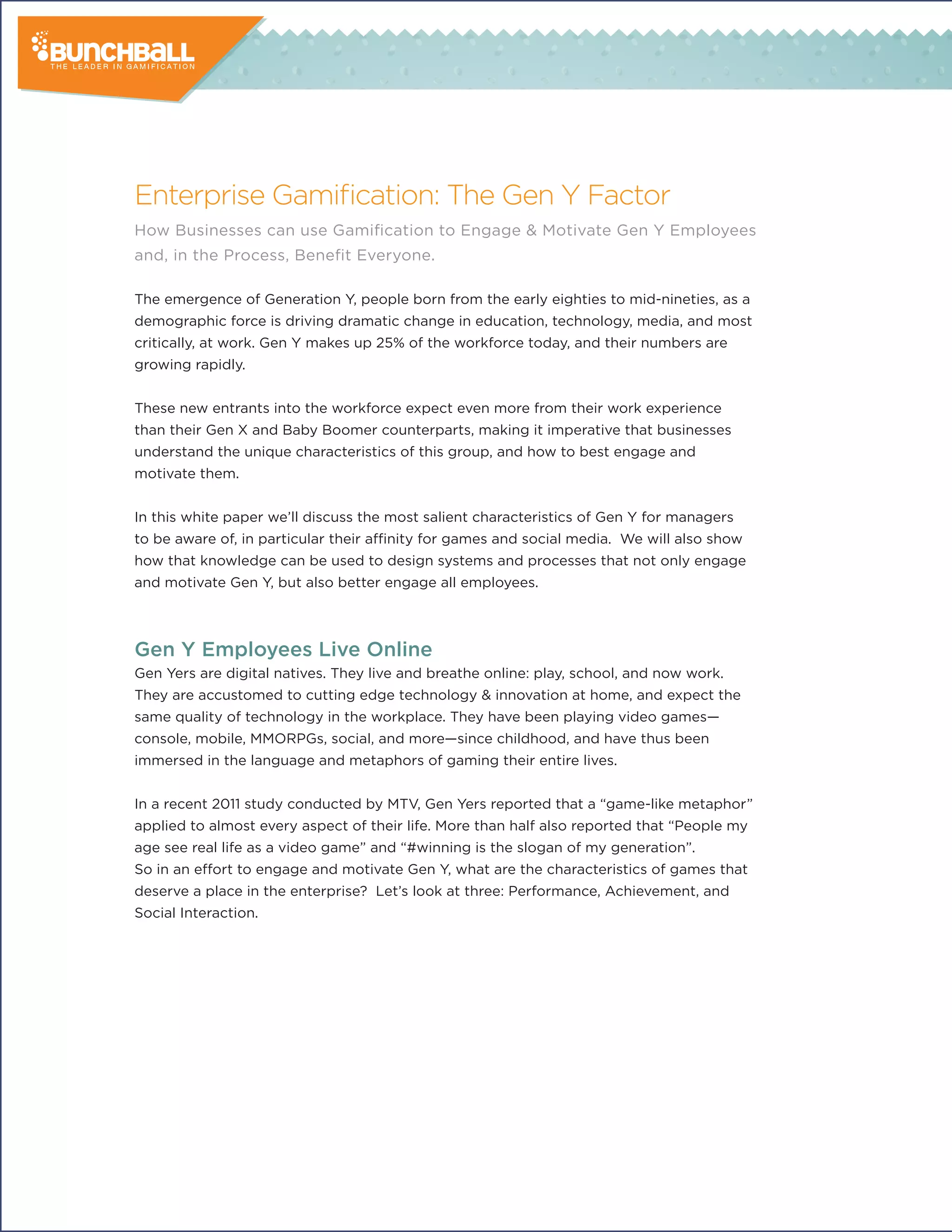 Enterprise Gamification: The Gen Y Factor | PDF