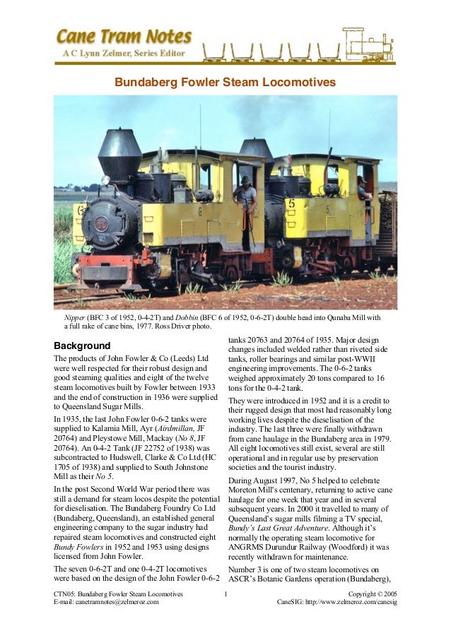 Bundaberg fowler steam locomotives