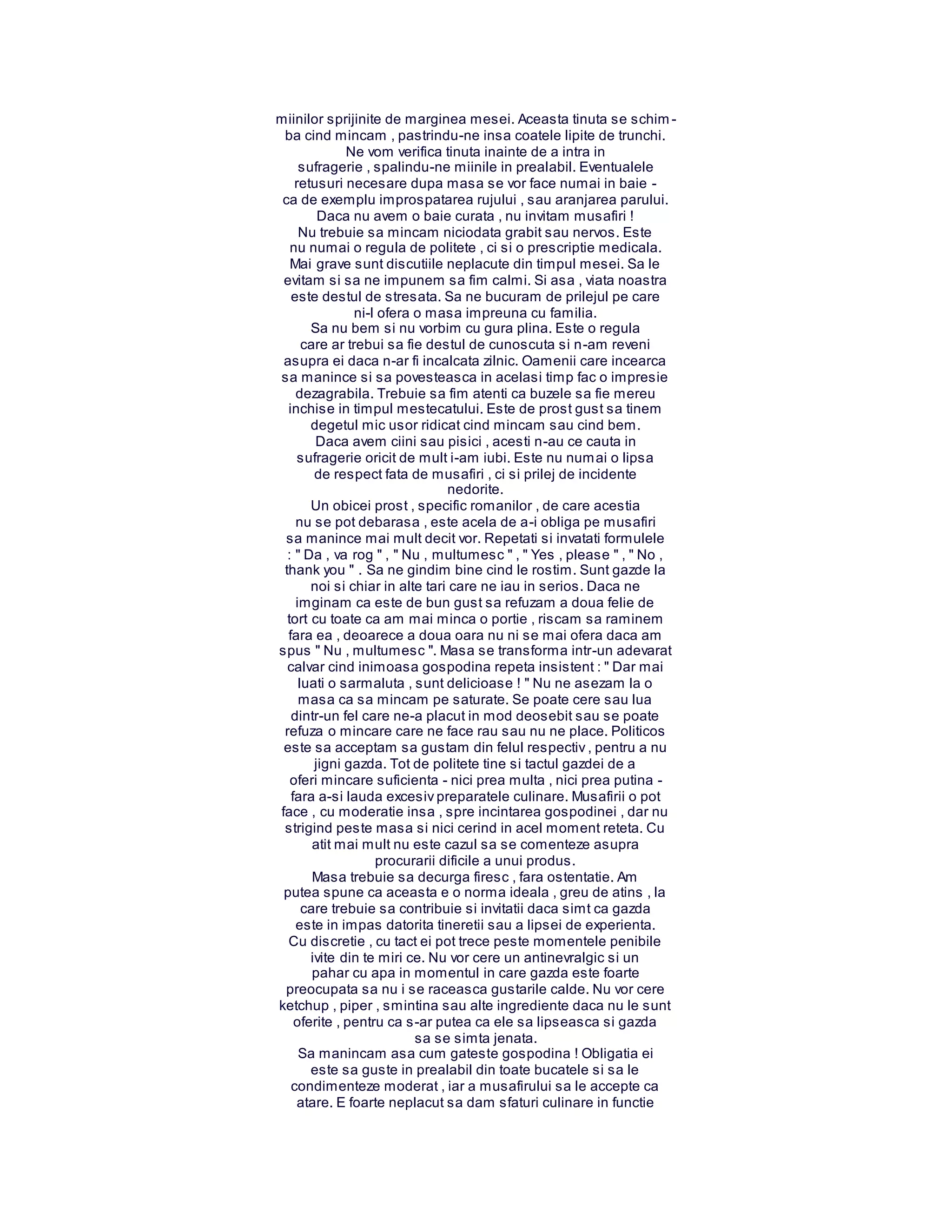 Bunele maniere la masa | DOC