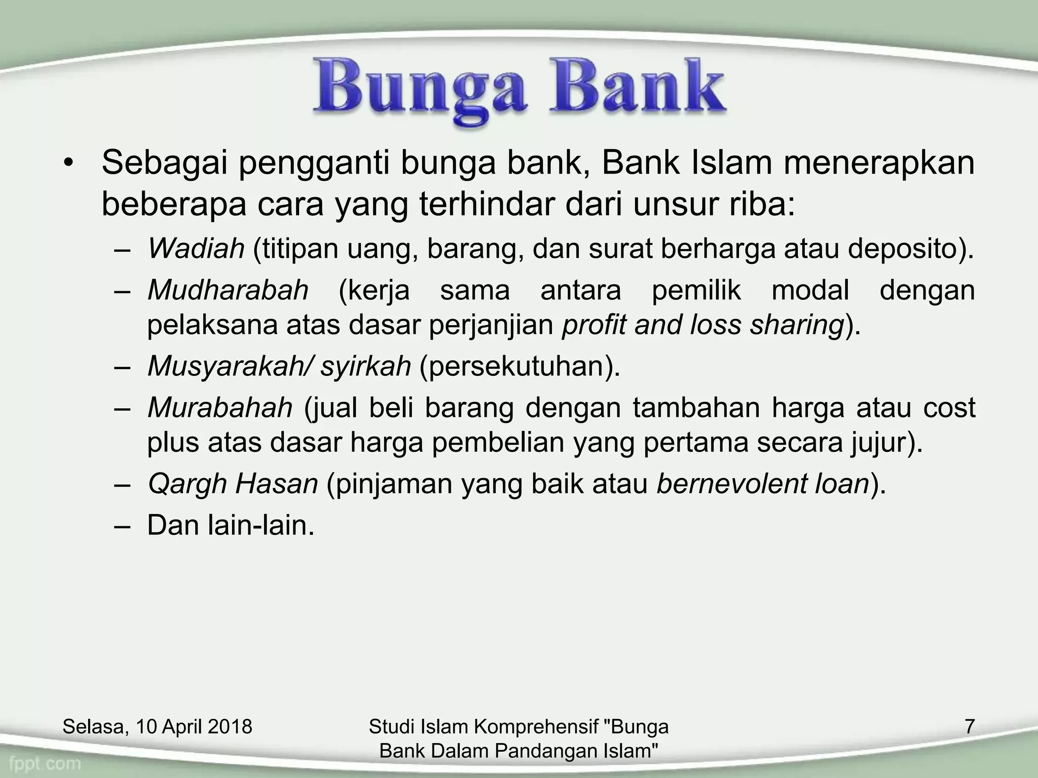 Bunga bank dalam pandangan islam | PPTX