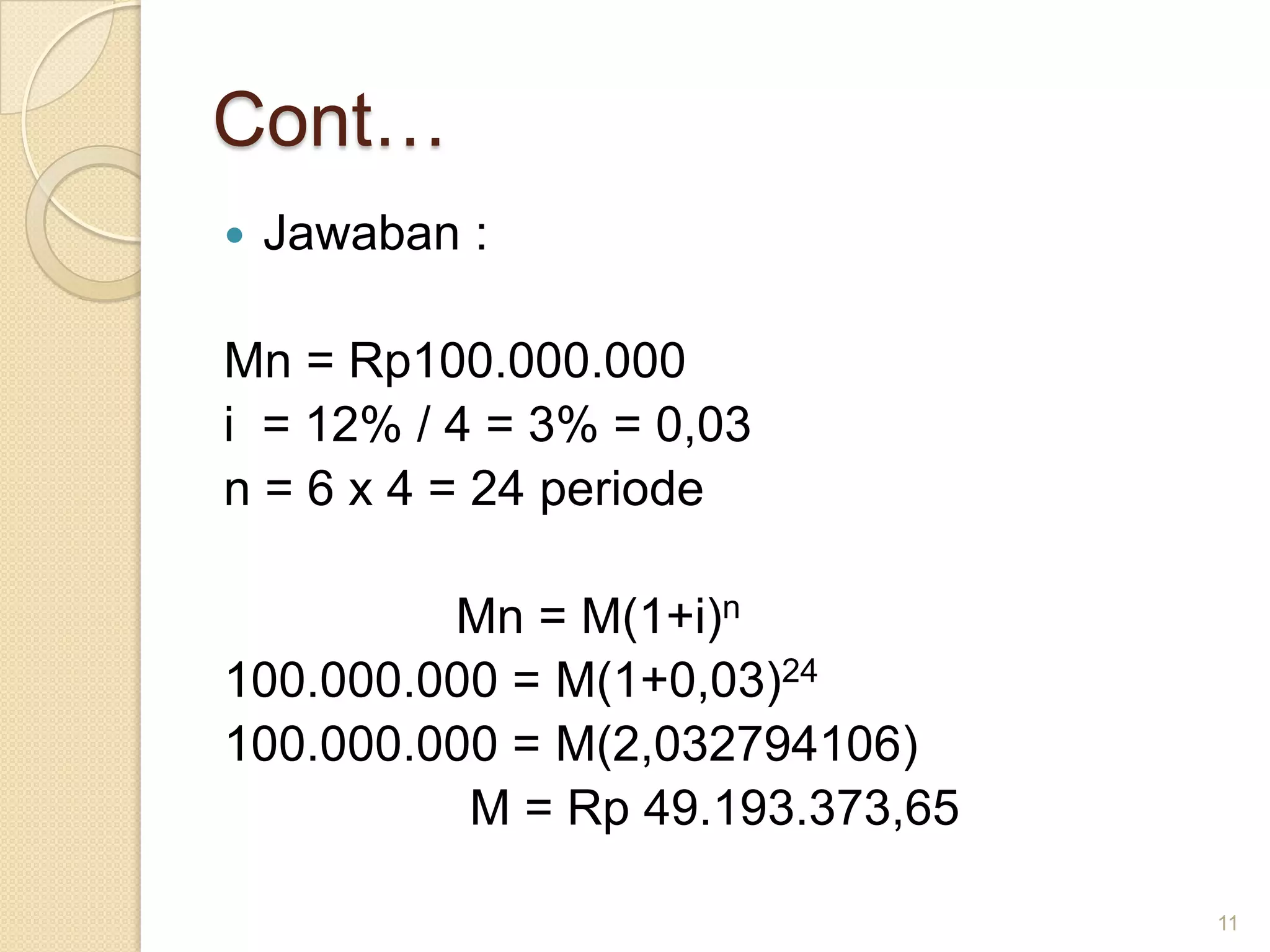 Bunga majemuk dalam Hitung Keuangan | PPTX