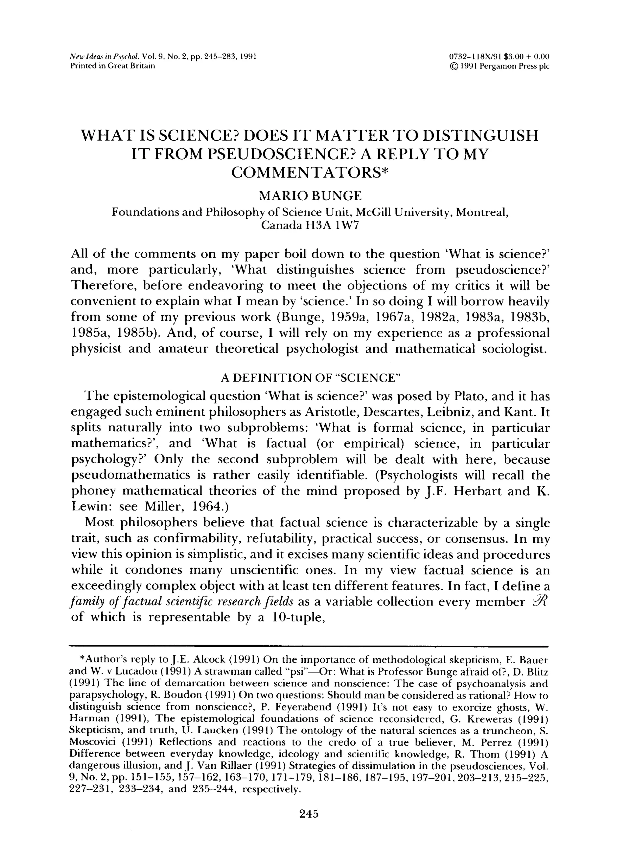Bunge sciencep and seudoscience | PDF