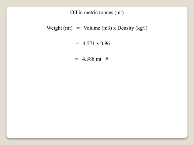 Bunkering Calculation | PPT | Physics | Science