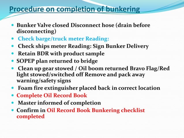 bunkering procedure 2.pptx marine engineering | PPTX | Logistics | Business