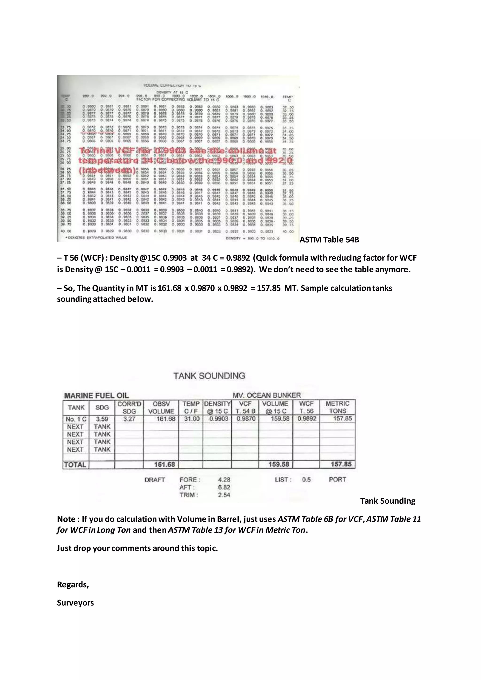 Bunker survey calculation | DOCX