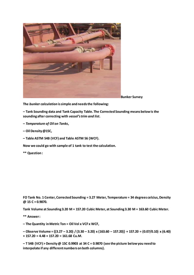 Bunker survey calculation | DOCX