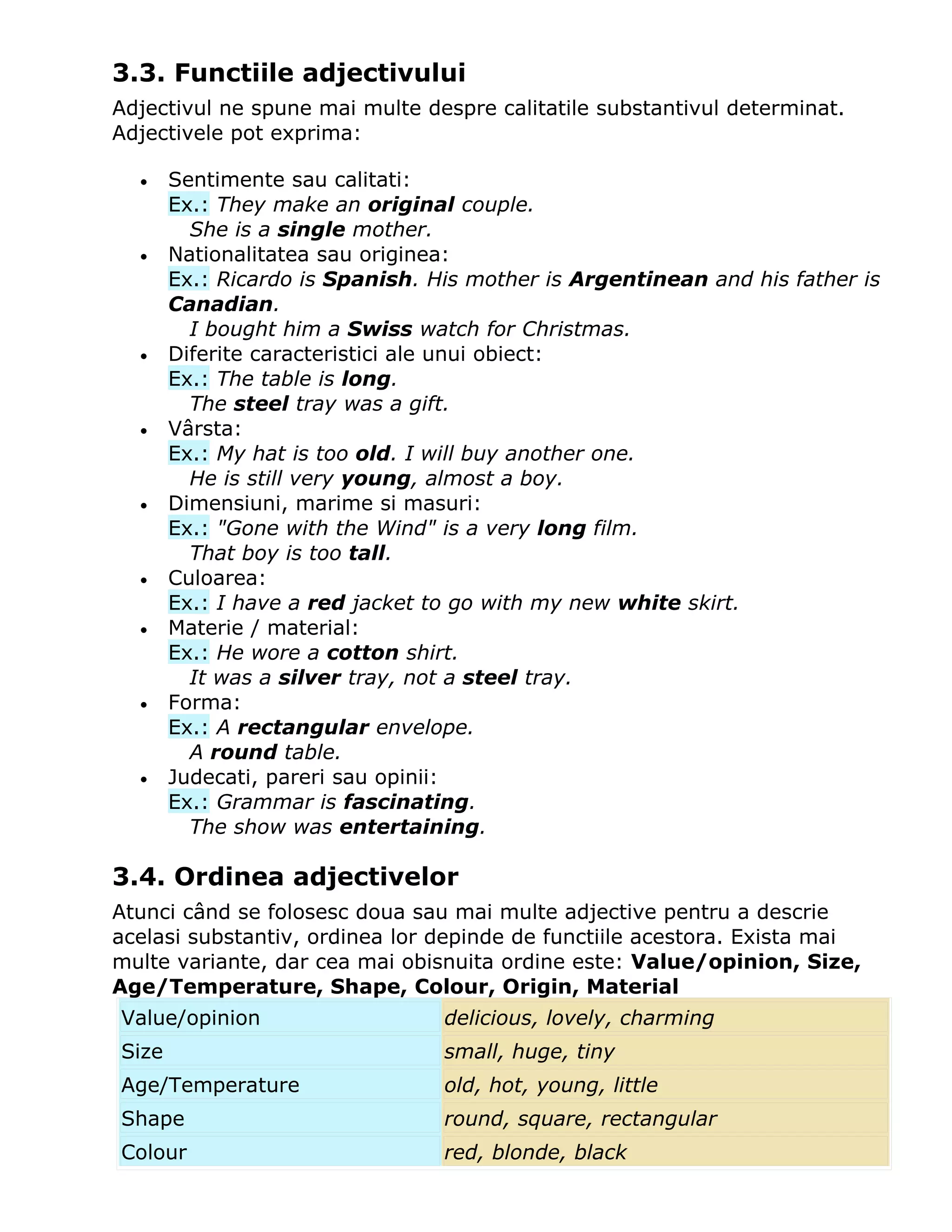 gramatica limbii engleze | DOC