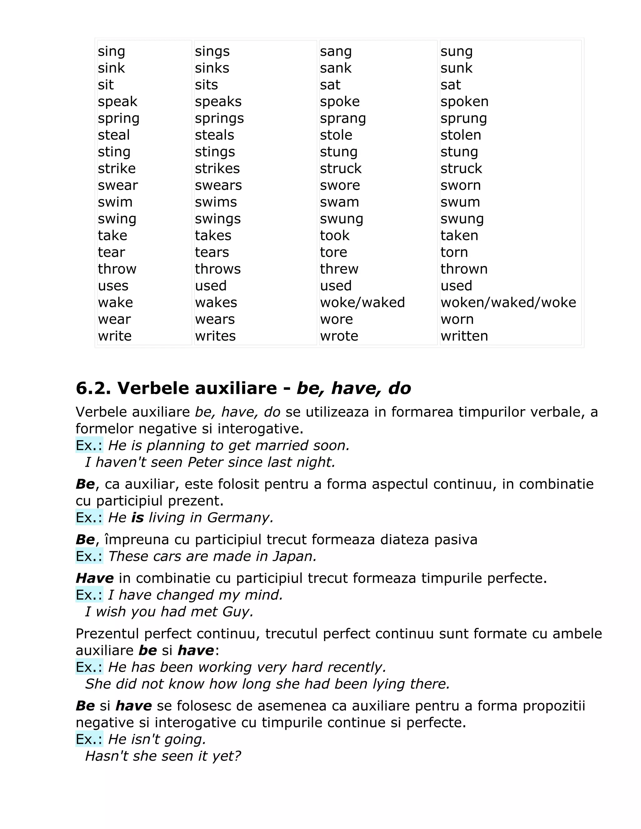 gramatica limbii engleze | DOC