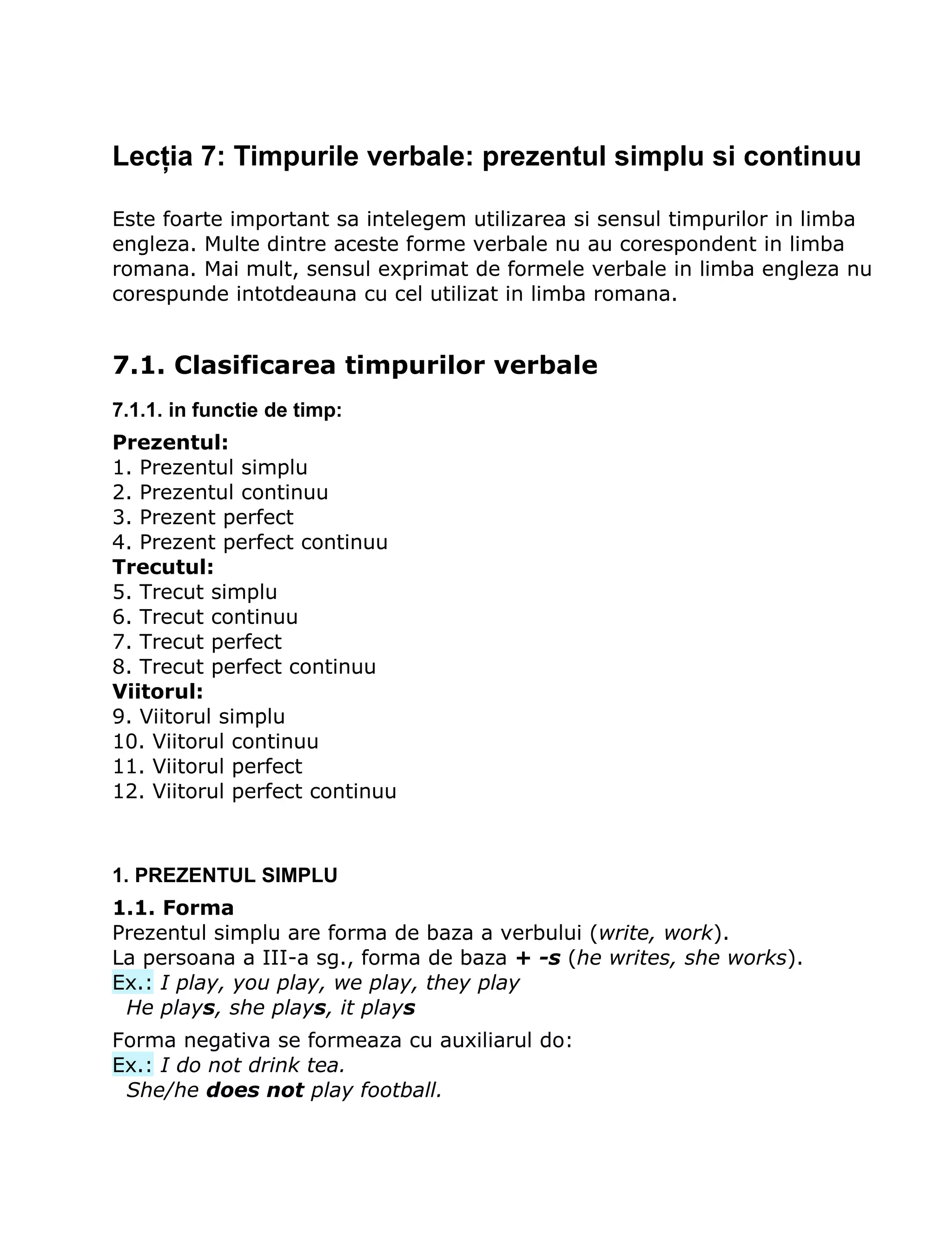 gramatica limbii engleze | DOC