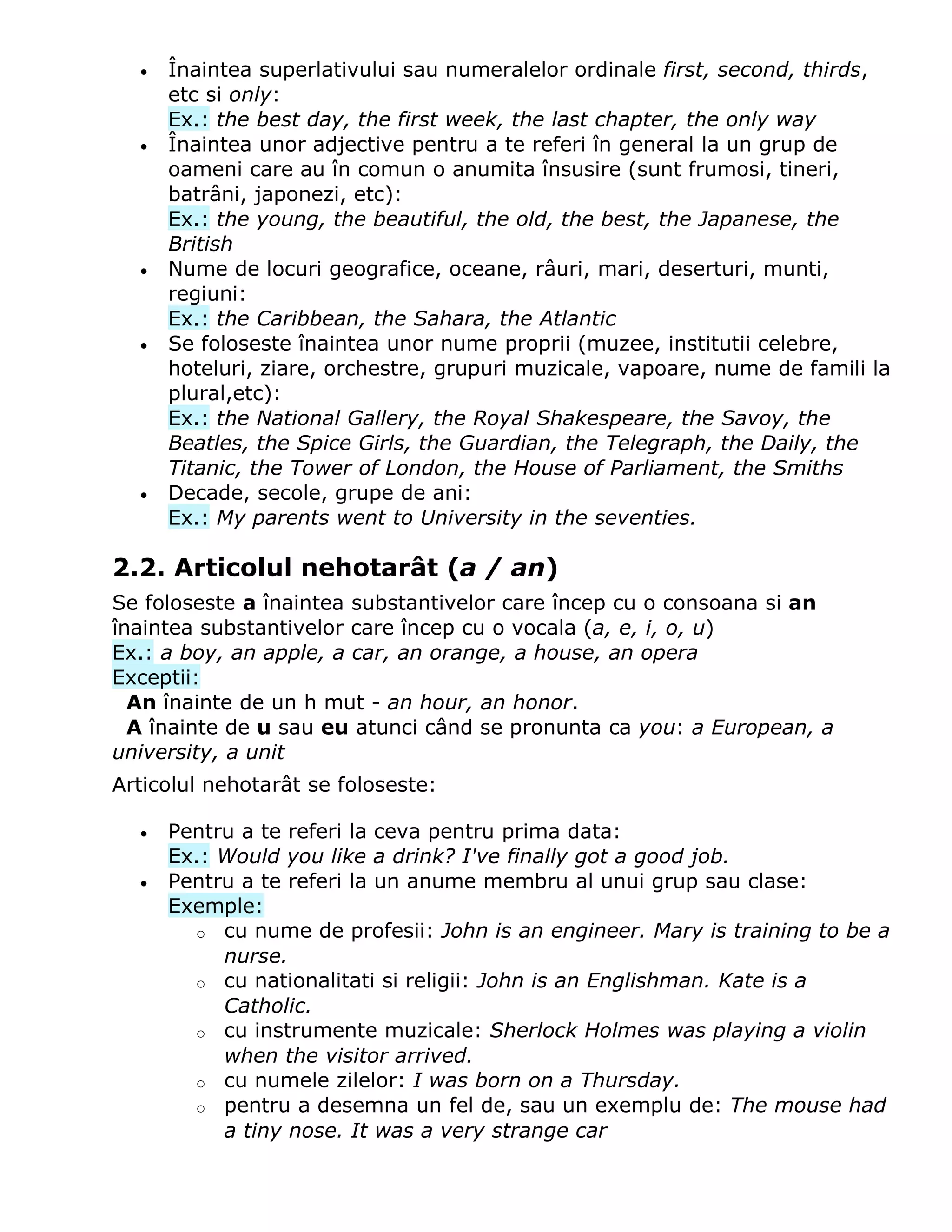 gramatica limbii engleze | DOC