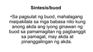 pagsulat ng halimbawa ng buod ng teksto | PPTX