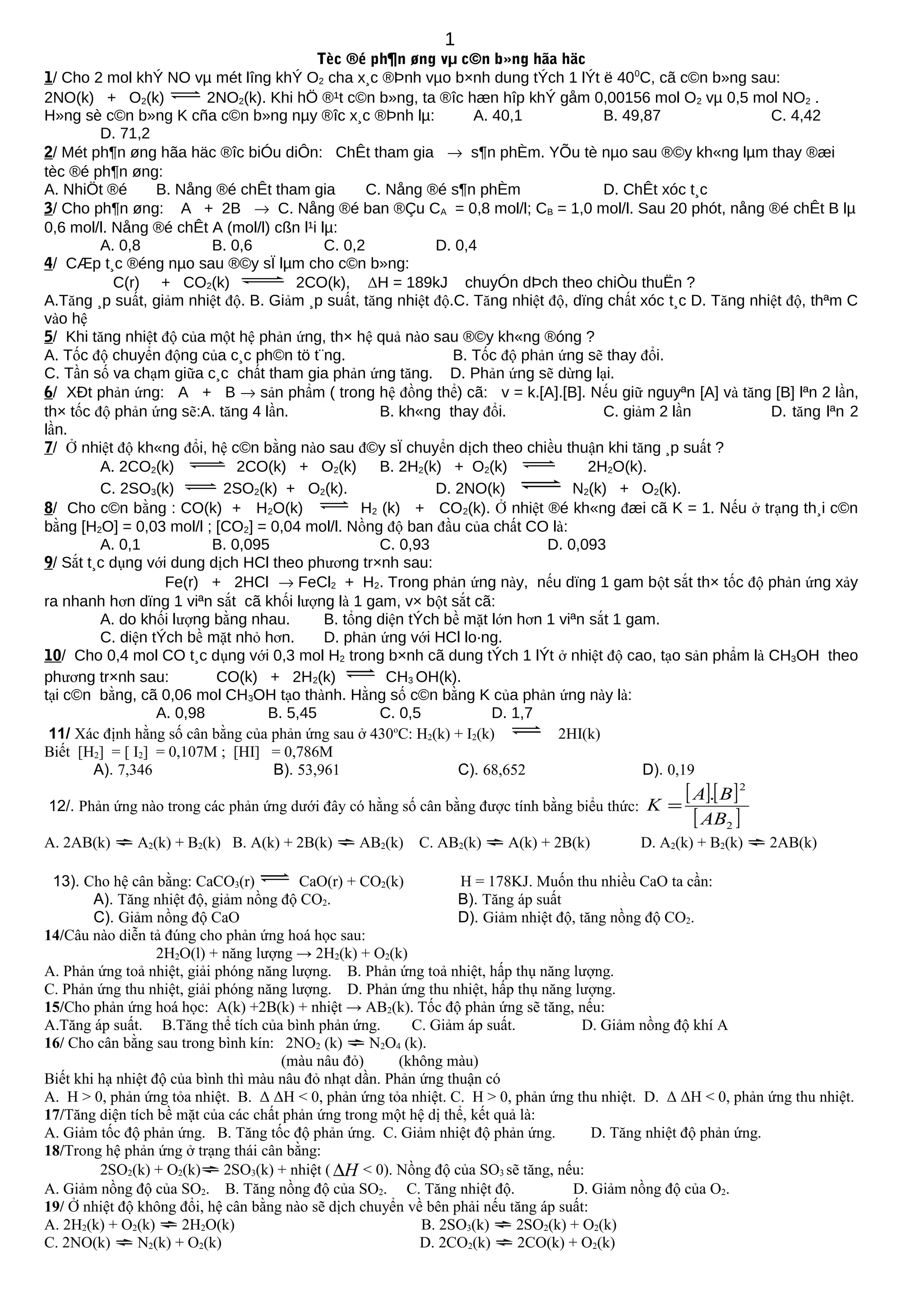 bai tap can bang hoa hoc | PDF