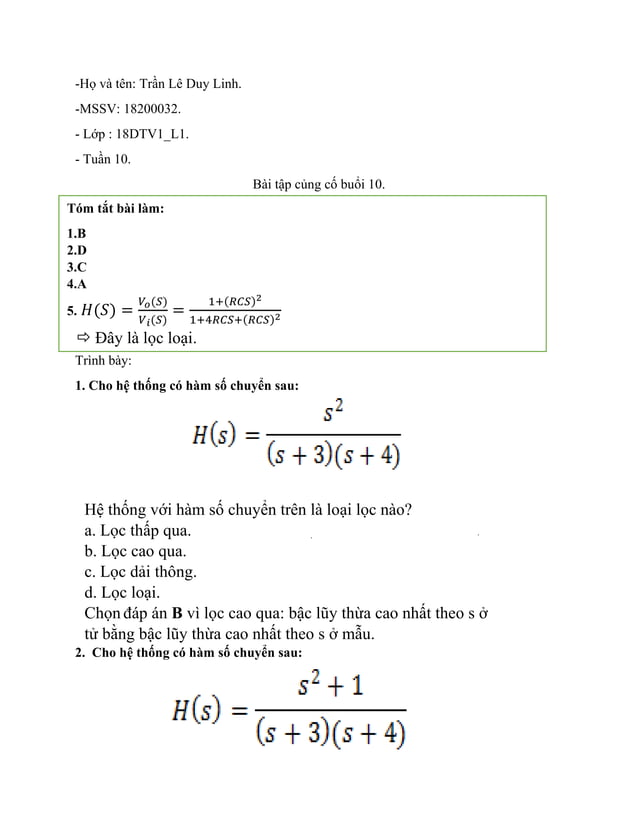Tín hiệu, hệ thống và phân giải mạch 10 | PDF | Technology & Computing