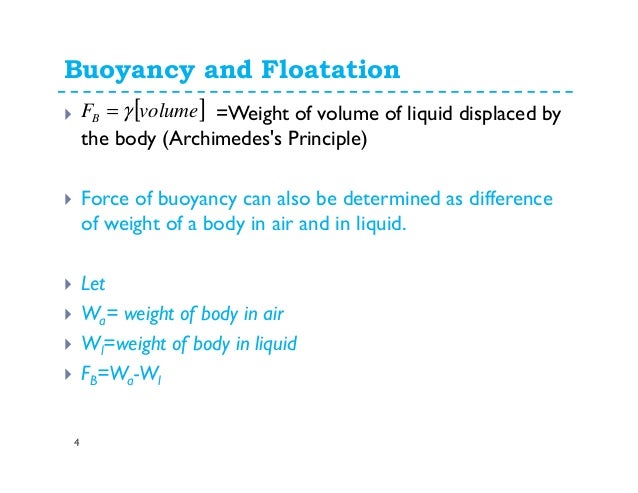 Buoyancy and floatation