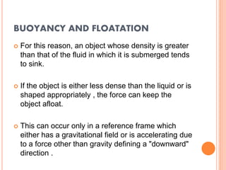 Buoyancy and floatation | PPTX