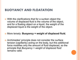 Buoyancy and floatation | PPTX