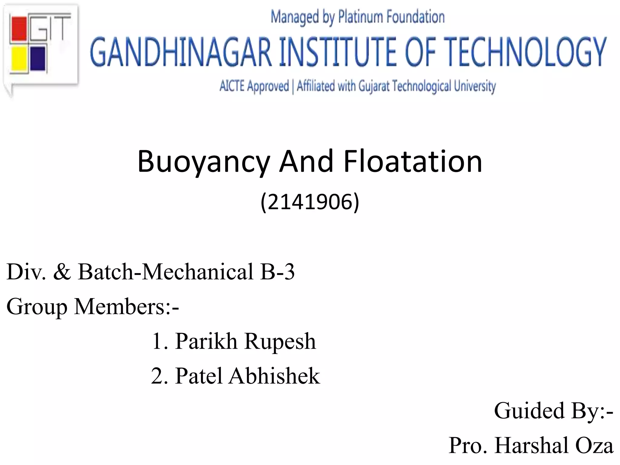 Buoyancy & floatation | PPTX