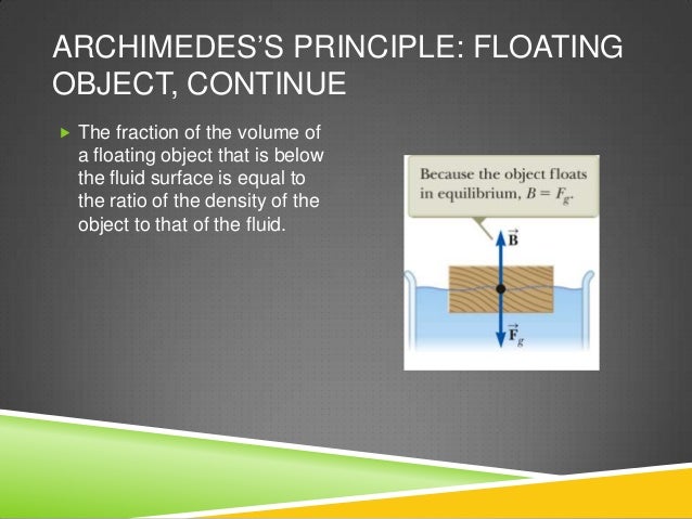 Buoyant force & archimedes principle Buoyant force & archimedes principle