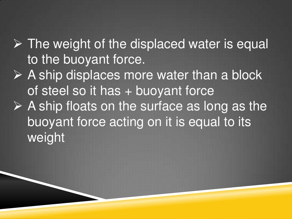 Buoyant force & archimedes principle Buoyant force & archimedes principle