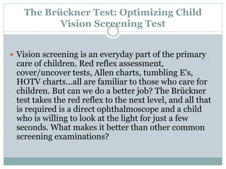 Burckner test or red reflex test | PPTX