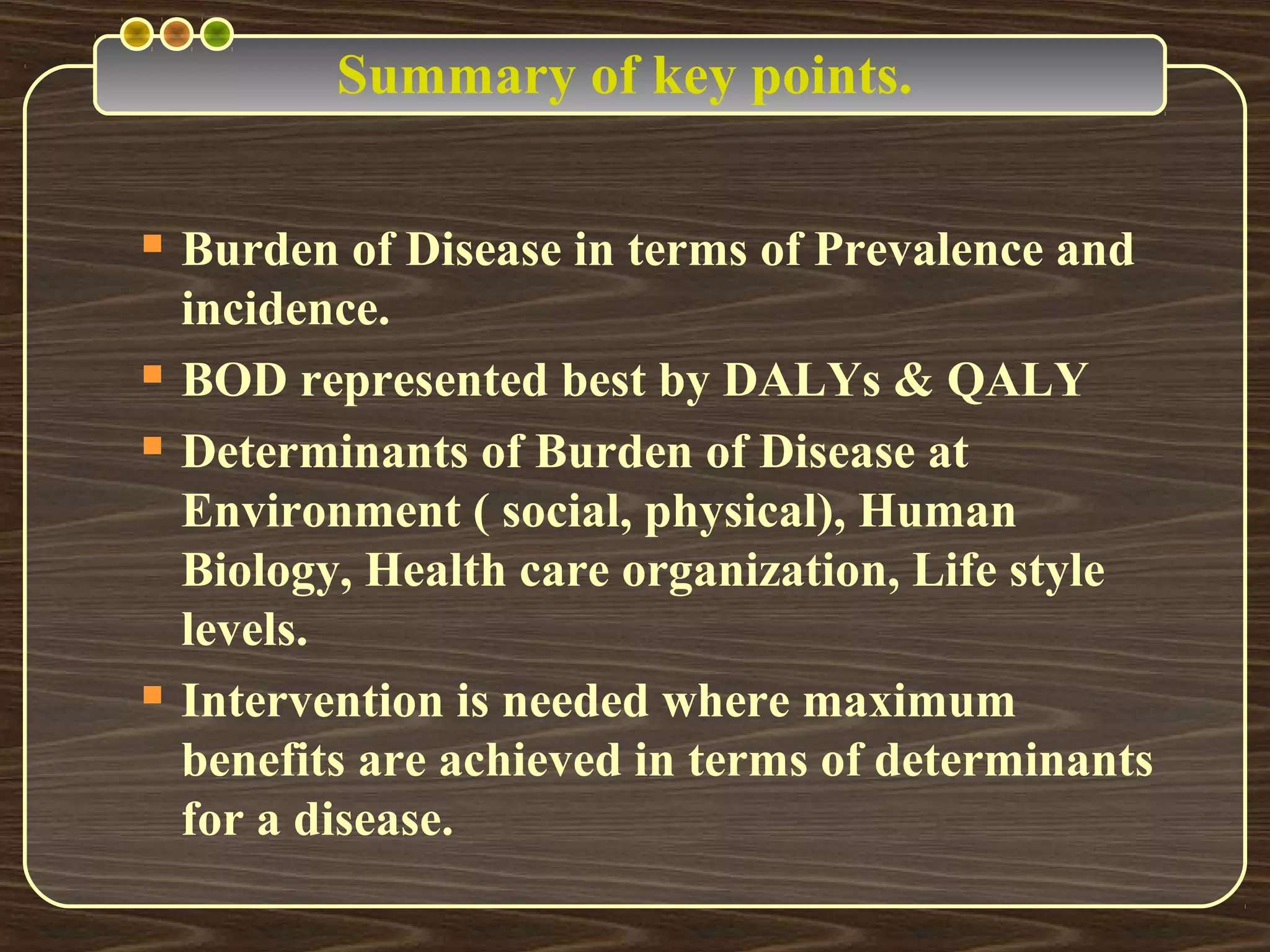 Burden of disease and determinants of health | PPT