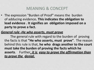 BURDEN OF PROOF PPT and it's shifting onus | PPTX