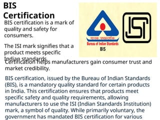 Bureau Of Indian Standard (BIS) and its challenges | PPTX