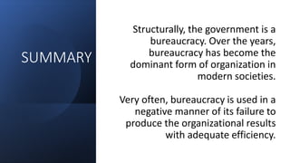 Bureucracy government and politics in public administration | PPT