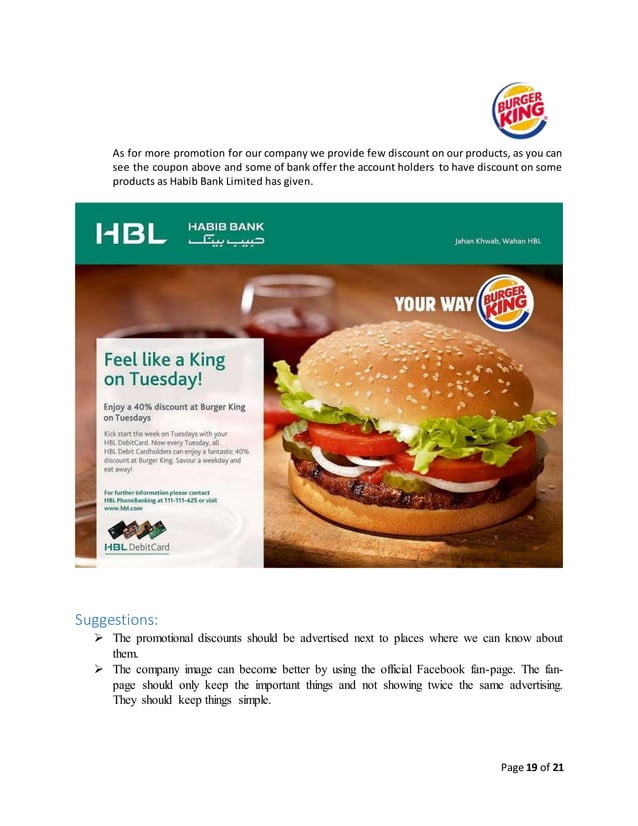 Burger king (Project Presentation Report) | DOCX | Food Industry ...