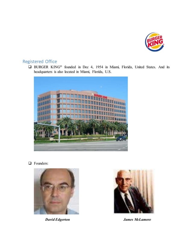 Burger king (Project Presentation Report) | DOCX | Food Industry ...