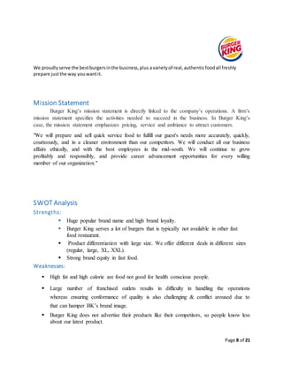 Burger king (Project Presentation Report) | DOCX