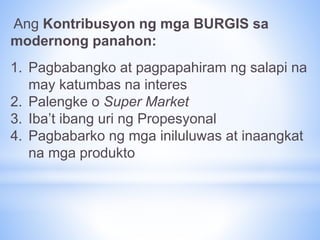 Burgis, Kontribusyon | PPTX