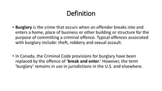 An Intro to Research on Burglary | PPTX | Crime & Harmful Acts to ...