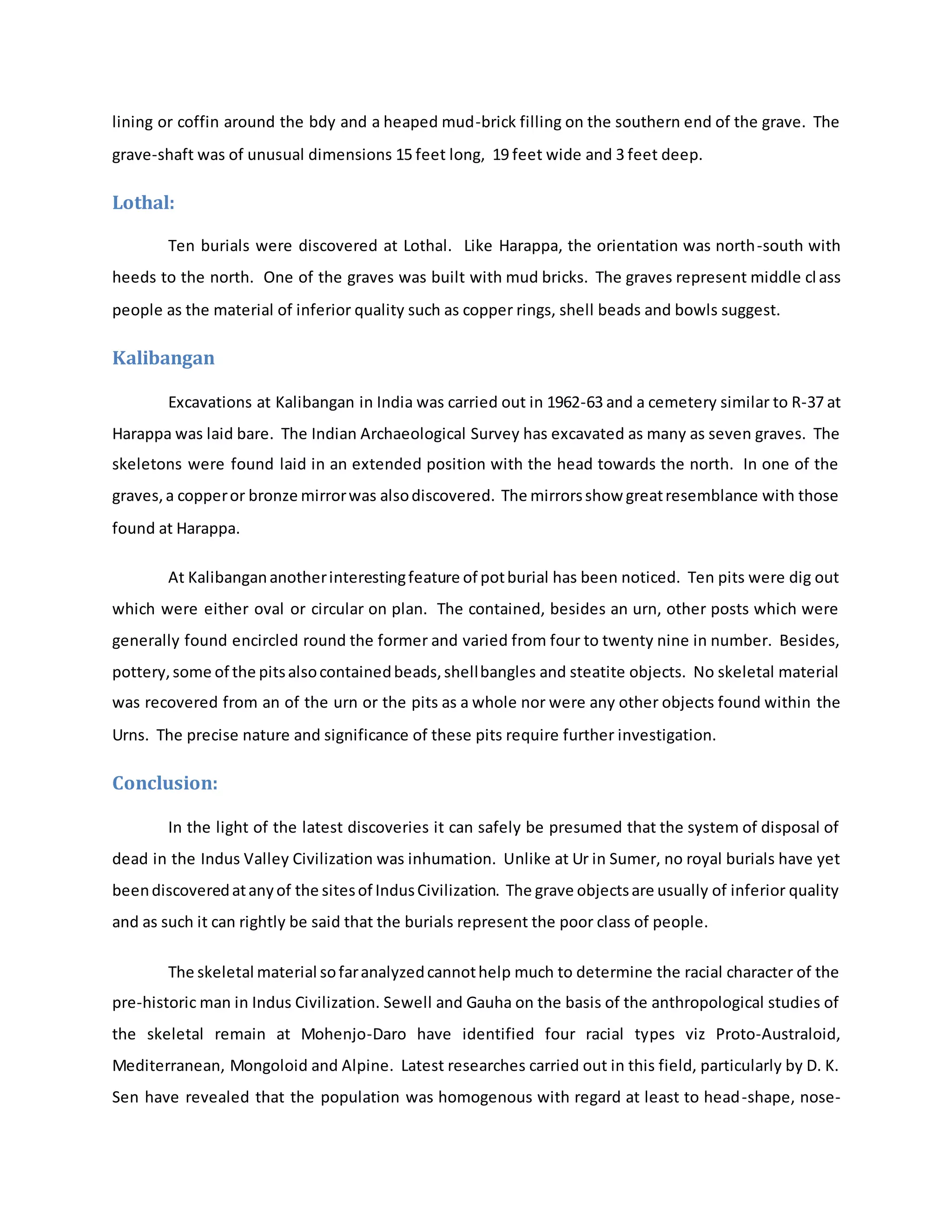 Burial practices in the Indus valley civilization | DOCX
