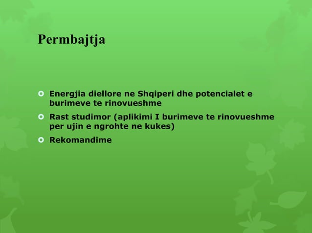 Burimet e Rinovueshme te Energjise/ Energjia e Diellit. ELSI MIRASHI | PPTX