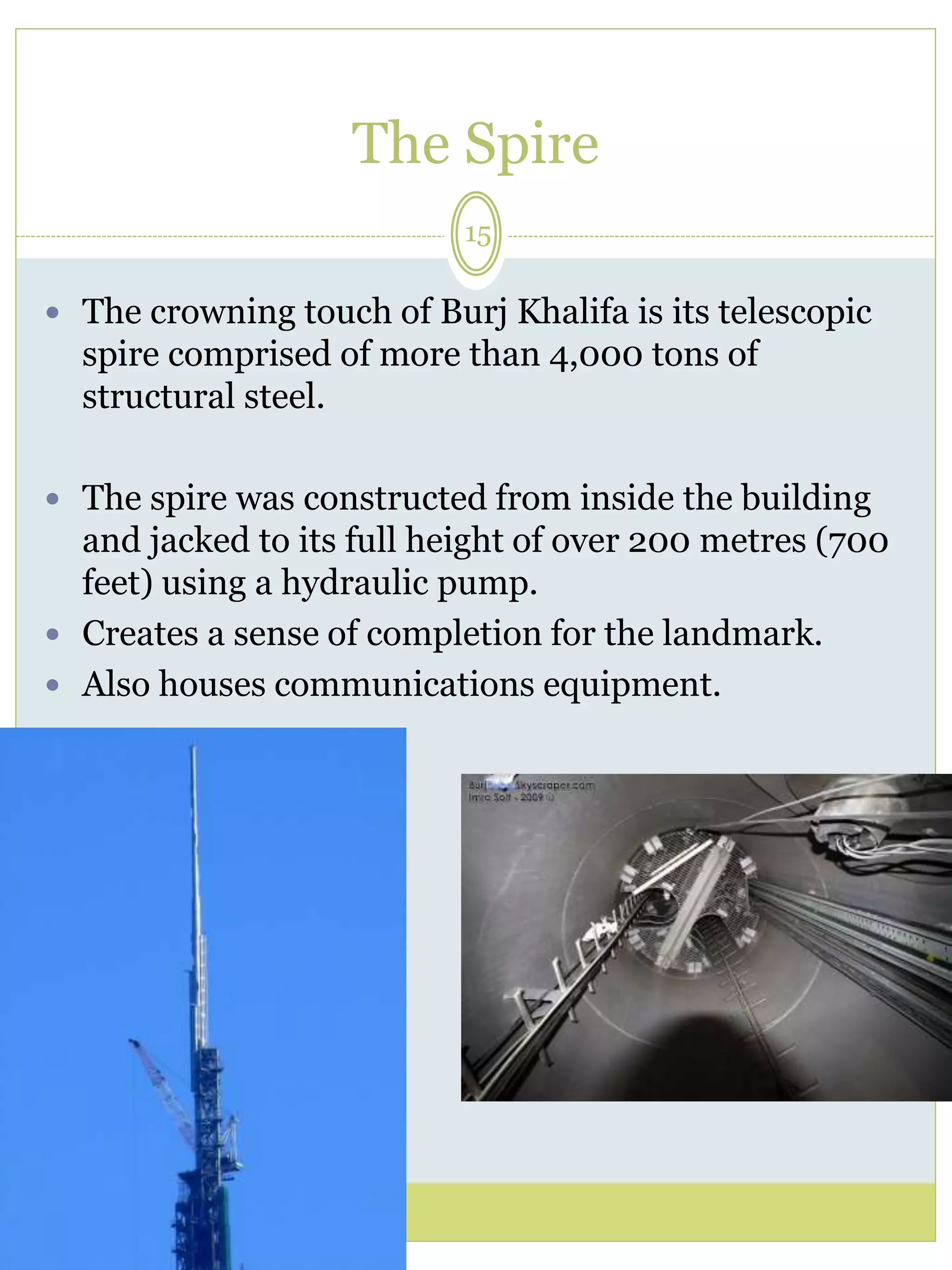 Burj khalifa , its engineering as well as architectural features and ...