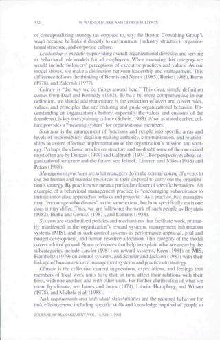 Burke & litwin 1992 jom_org change | PDF | Business | Business and Finance