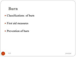 Burn.pptx for first aid student of nursing | PPTX