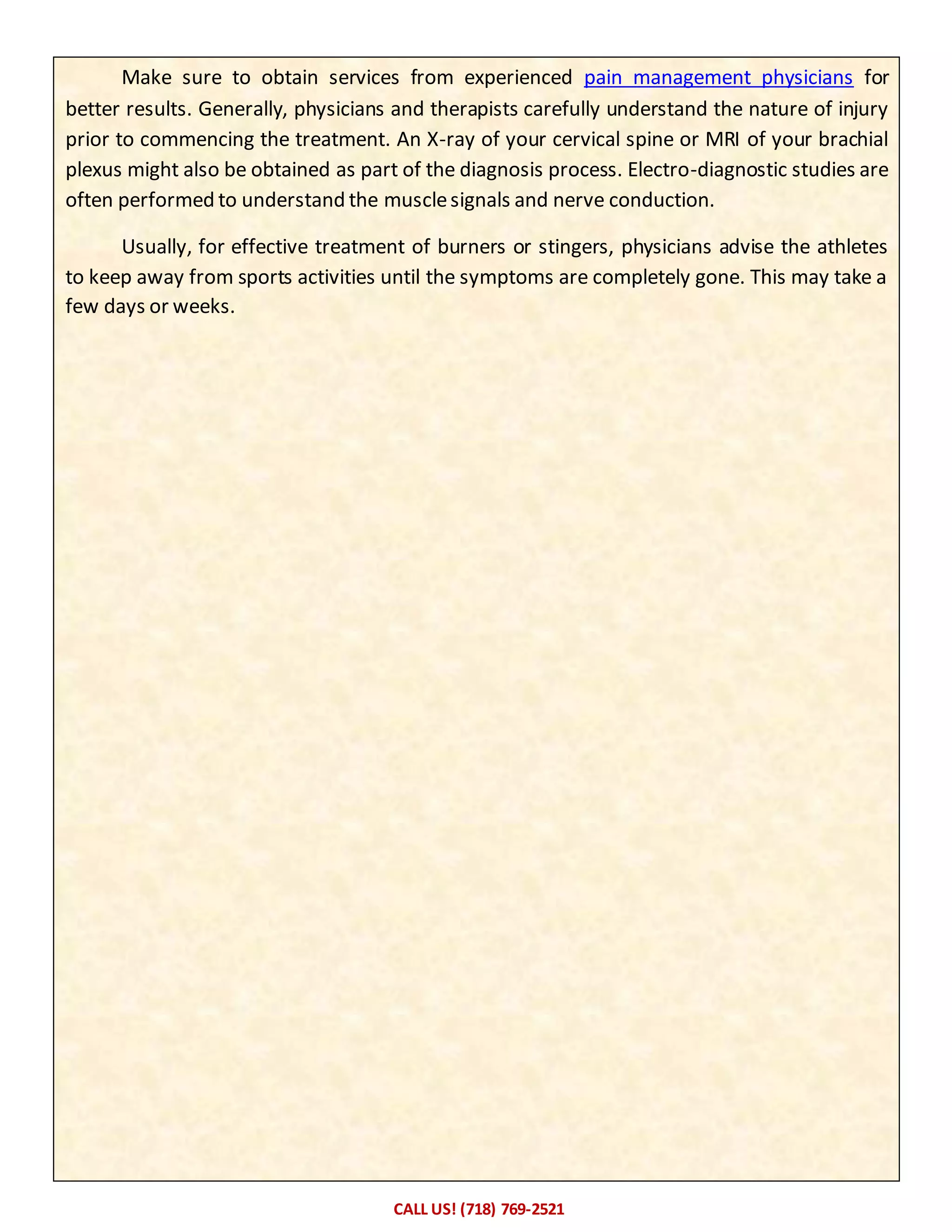 Burners and Stingers – A Brief Guide | DOCX