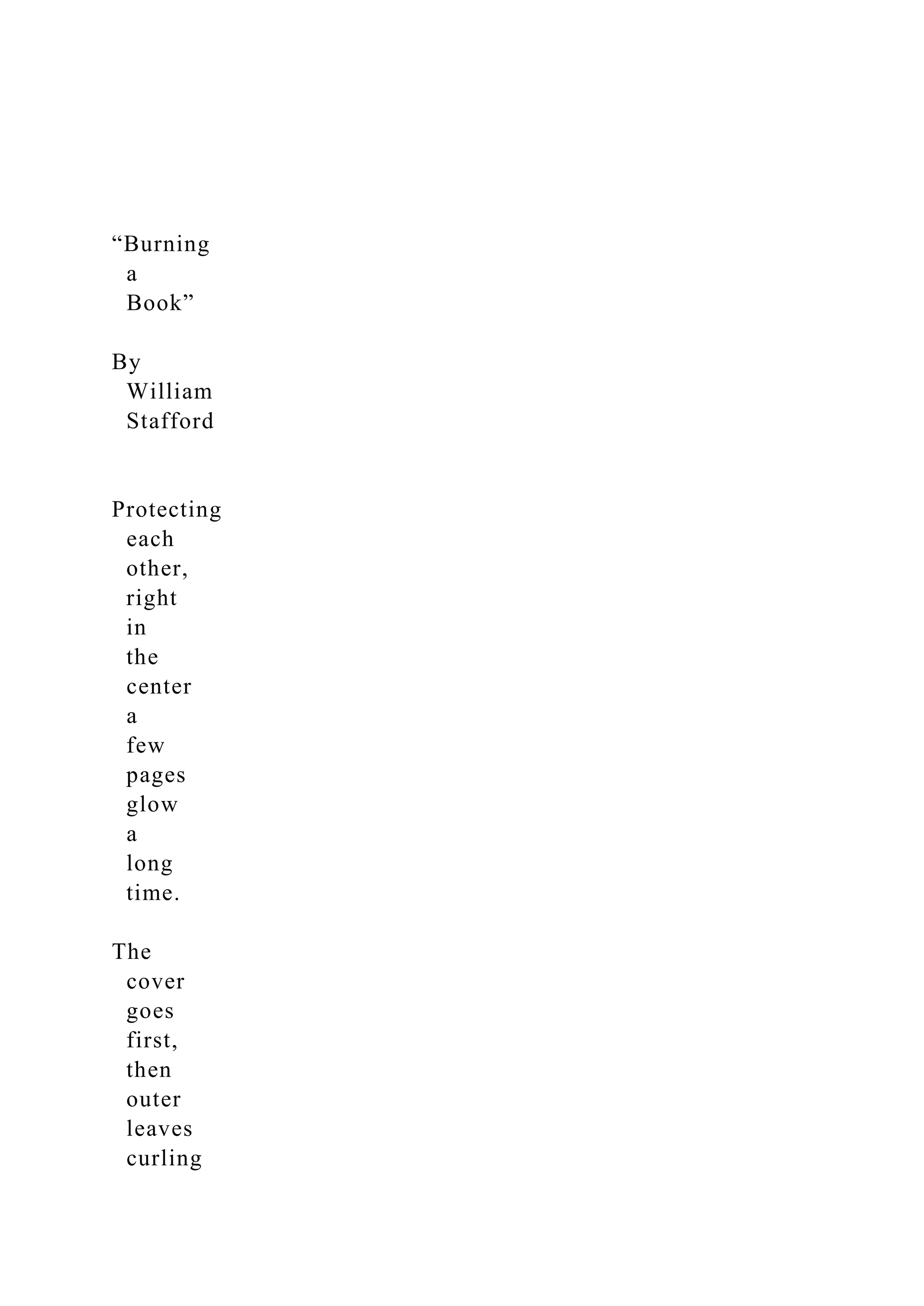 Burning a Book” By William Stafford P.docx