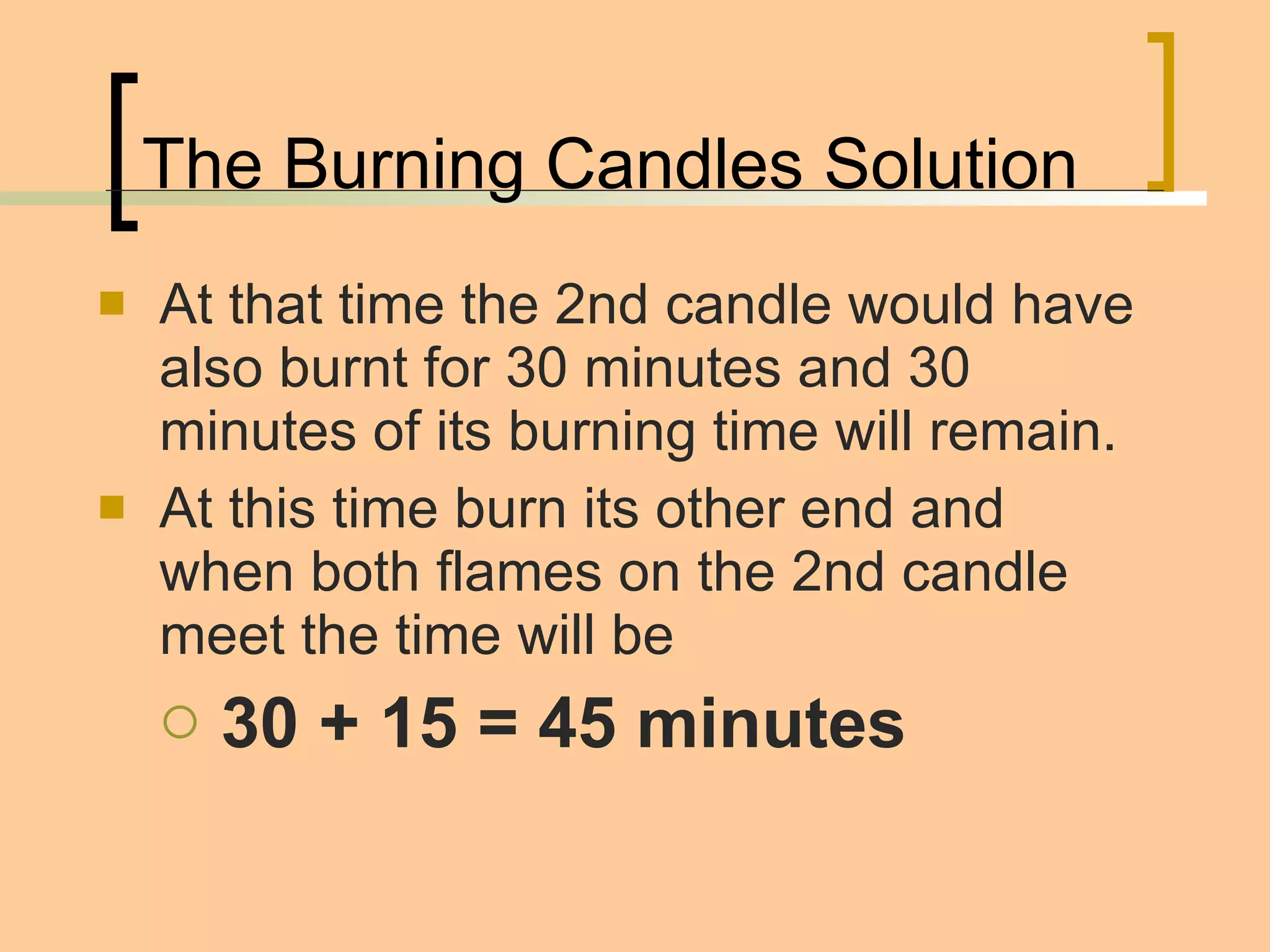 Burning candles puzzle | PPT